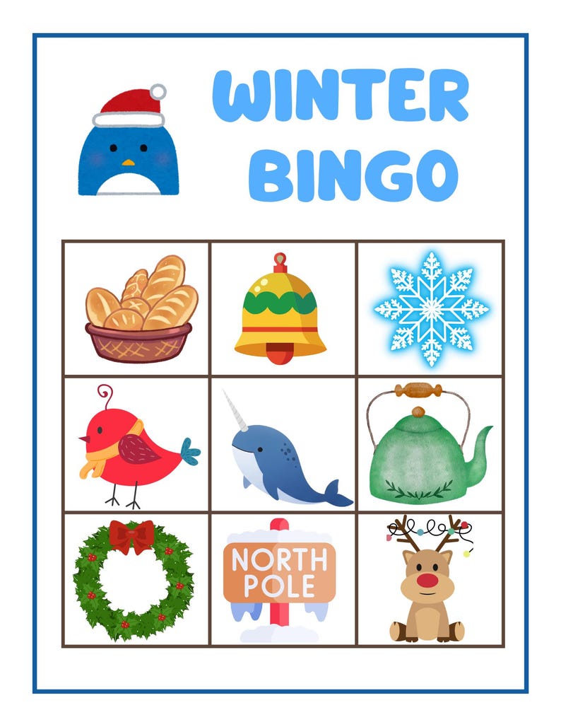 Simple Winter Christmas Bingo Cards for Kids - Etsy