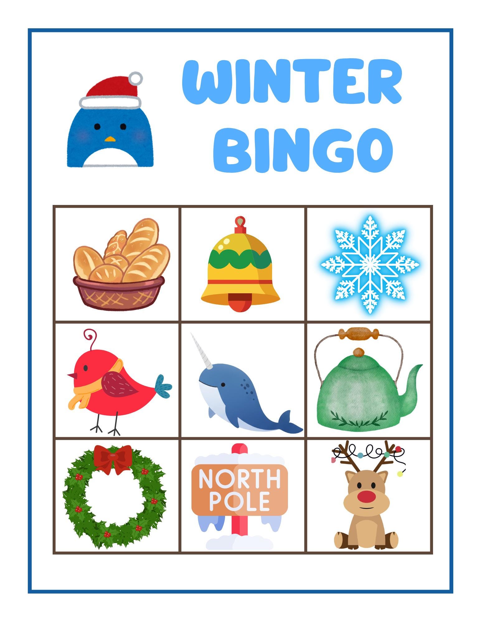 Simple Winter Christmas Bingo Cards for Kids - Etsy