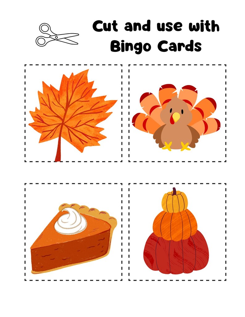 Simple Fall Thanksgiving Bingo Cards for Kids - Etsy