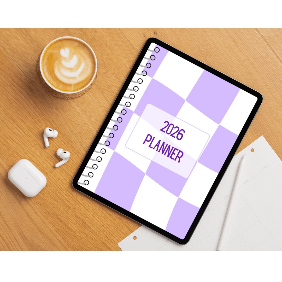 Stay Organised in Style With a Groovy Purple Checker Board Diary for ...