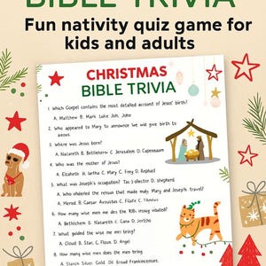 Christmas Bible Trivia Printable, Nativity Quiz Game, Church Christmas ...