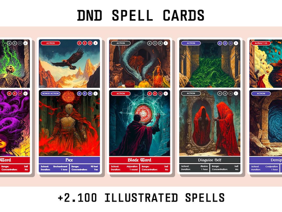 Dnd 5e Spell Cards Bundle: 2100+ Poker Size Spells (printable PDF) - Etsy