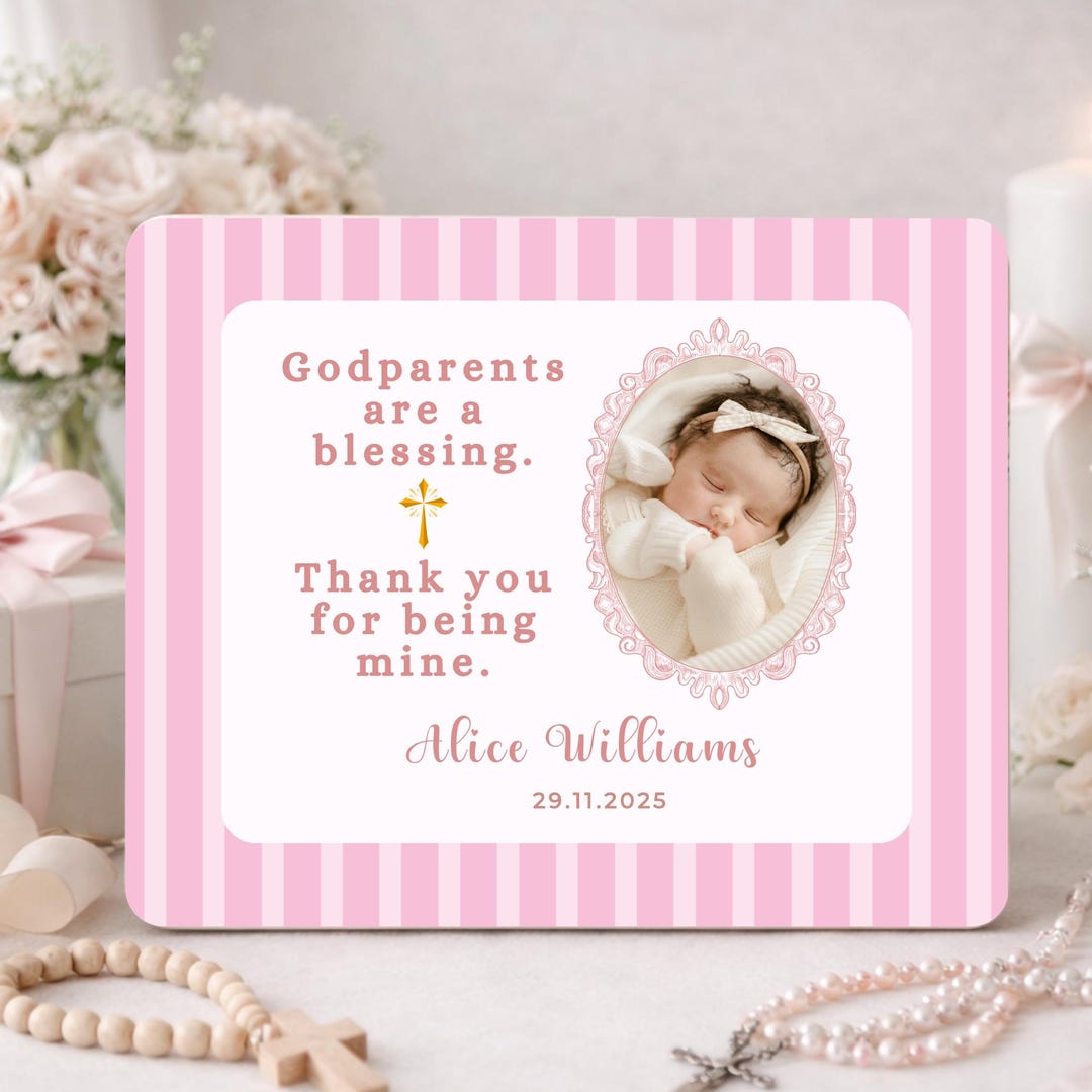 Personalized Godparent Gift Picture Board – Baptism Keepsake Plaque for ...