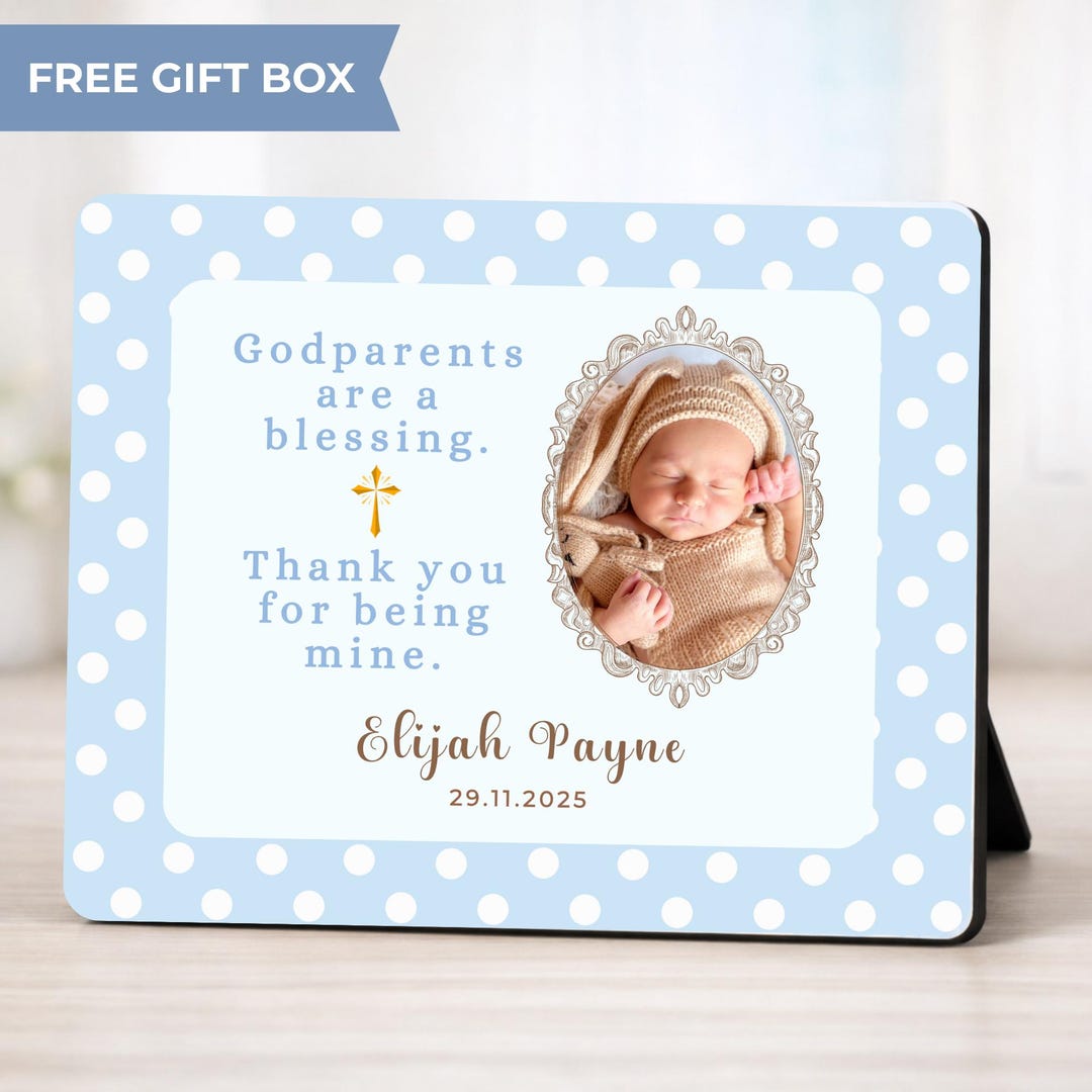 Personalized Godparent Gift Picture Board – Baptism Keepsake Plaque for ...