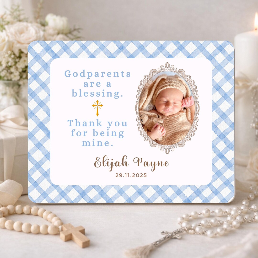 Personalized Godparent Gift Picture Board – Baptism Keepsake Plaque for ...