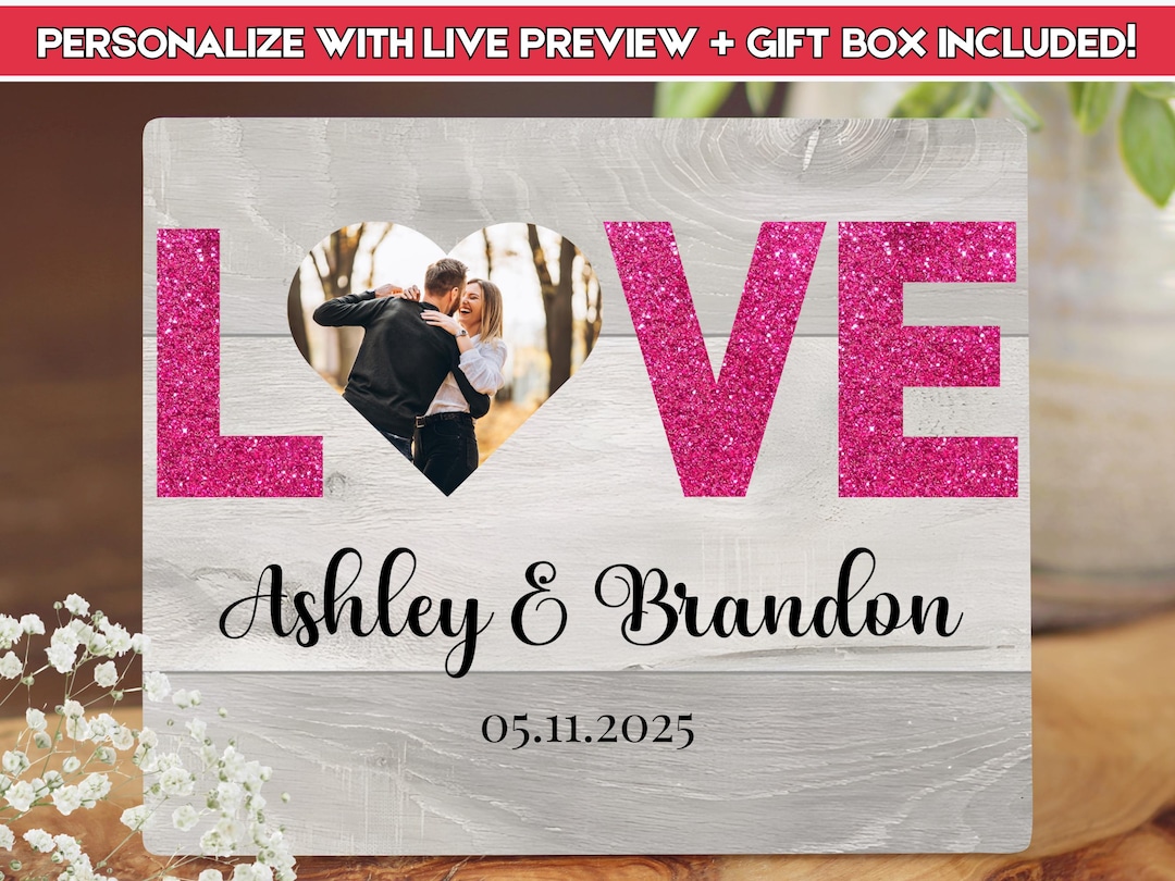 Personalized Valentines Day Photo Board – Custom Couple Portrait, Gift ...