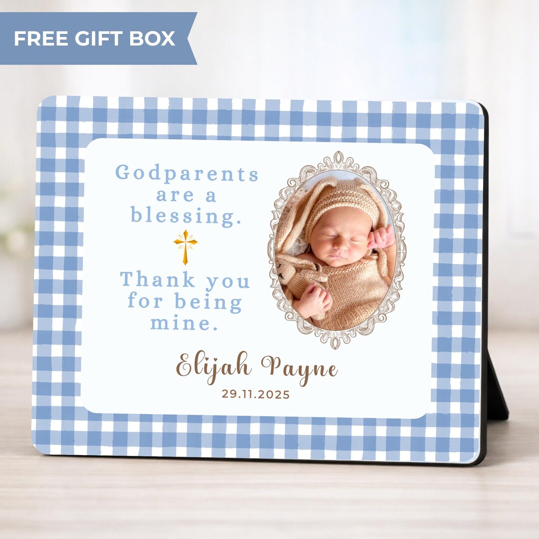 Personalized Godparent Gift Picture Board – Baptism Keepsake Plaque for ...