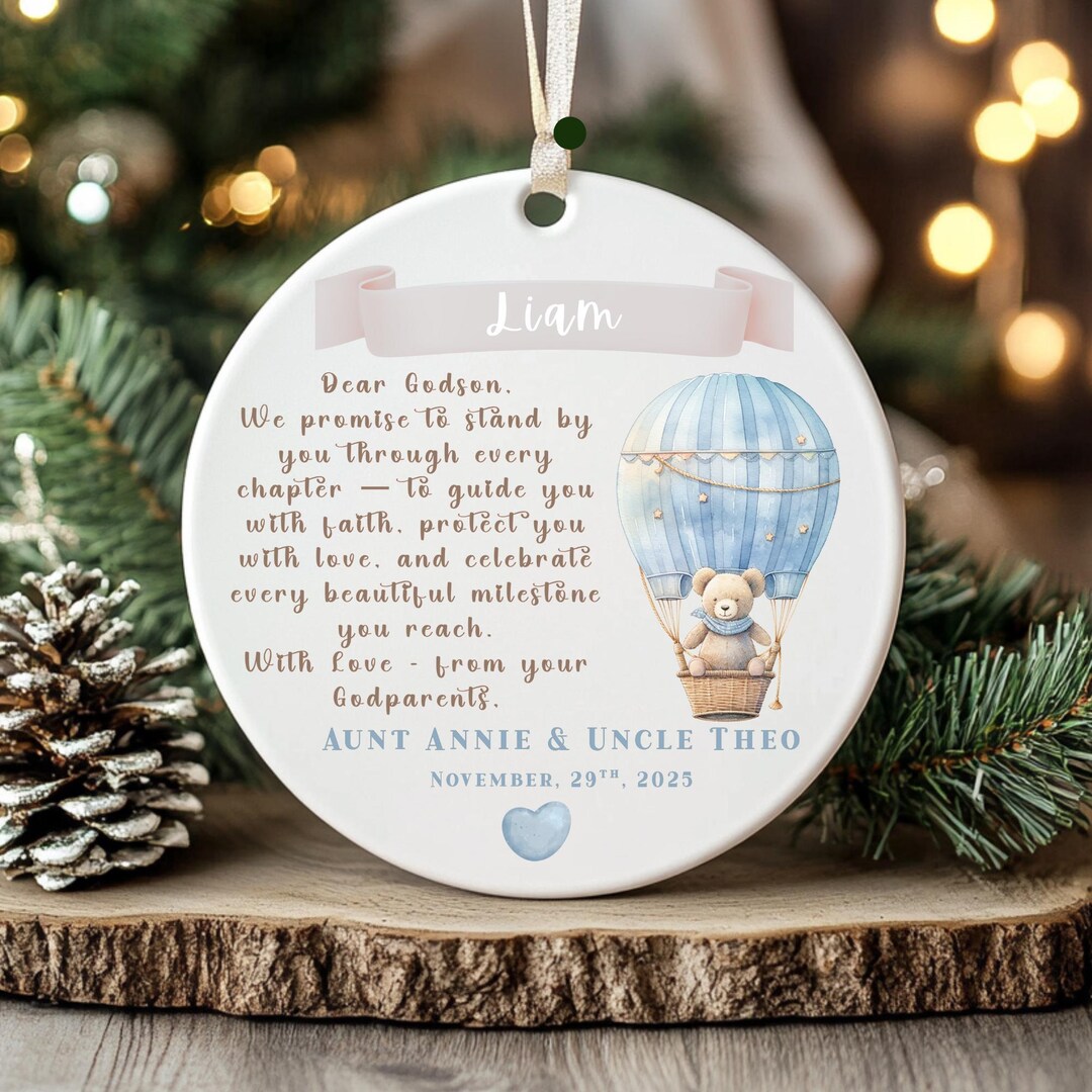 Personalized Godson Ornament • Gift From Godparents • Baptism or ...