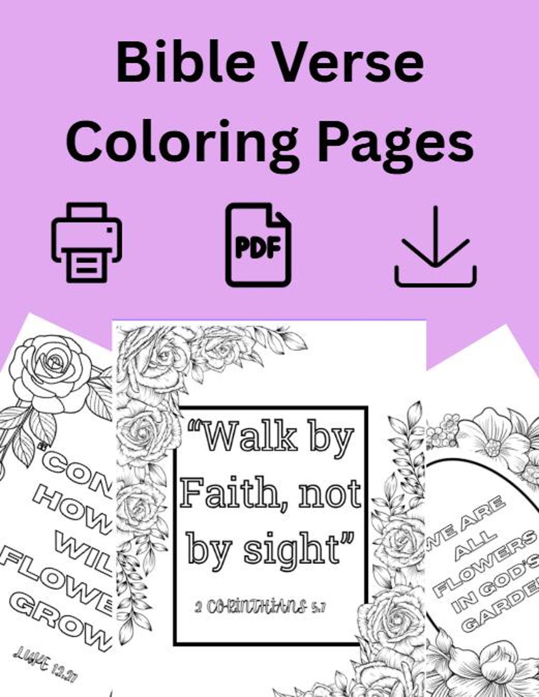 Walk by Faith Coloring Page | Floral Bible Verse (digital Download) - Etsy