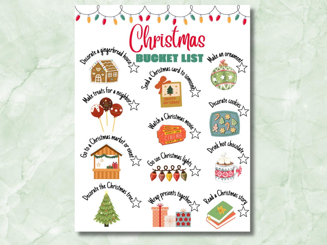 Editable Christmas Bucket List, Printable Kids Holiday Bucket List ...