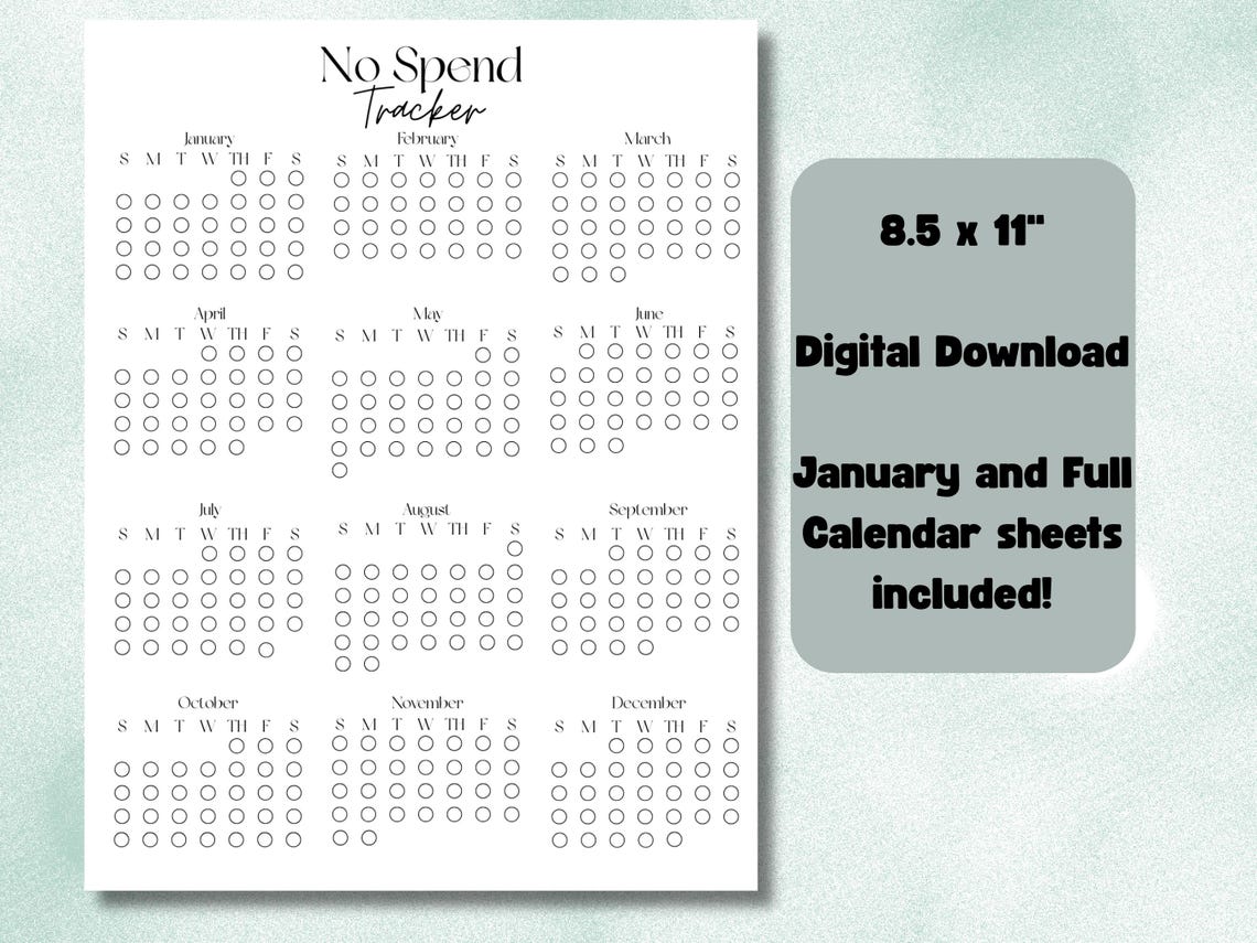 No Spend Challenge Tracker, Low Spend Tracker, January Savings ...