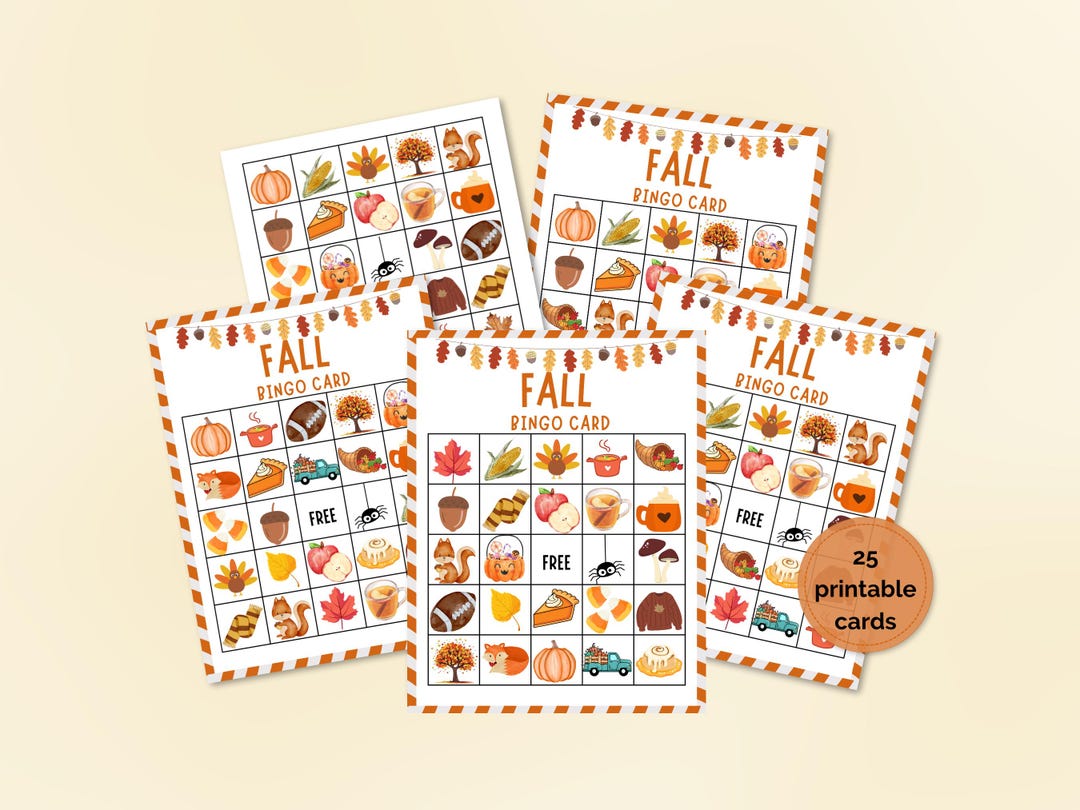 Printable Fall Bingo, Autumn Bingo, Fall Classroom Activity, Fall Party ...