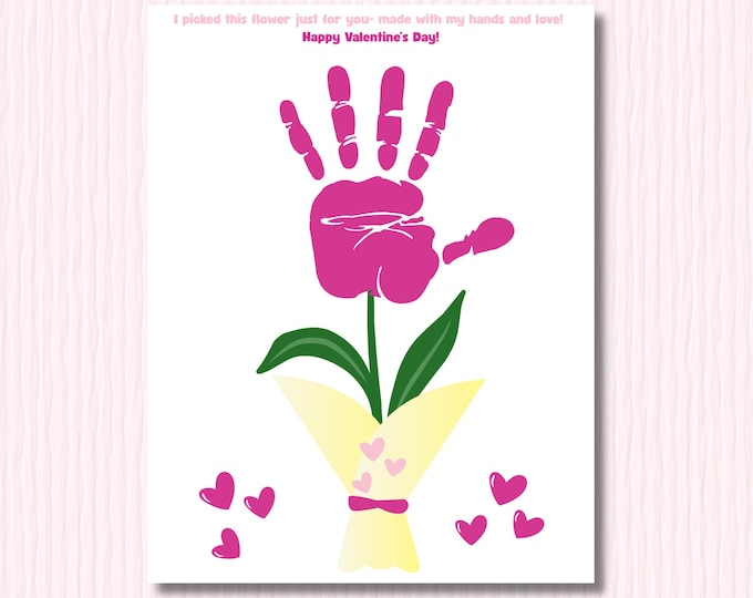 Valentine Handprint Craft for Kids Keepsake, HEART Hand Print Activity ...