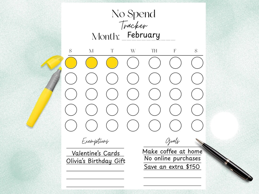 No Spend Tracker, No Spend Challenge, No Spend Calendar 2026, No Spend ...