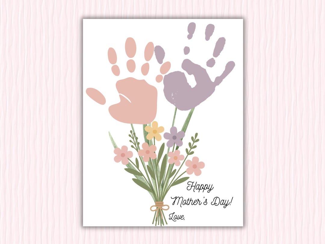Mother's Day Handprint Art Printable, Handprint Flower Art, Handprint ...
