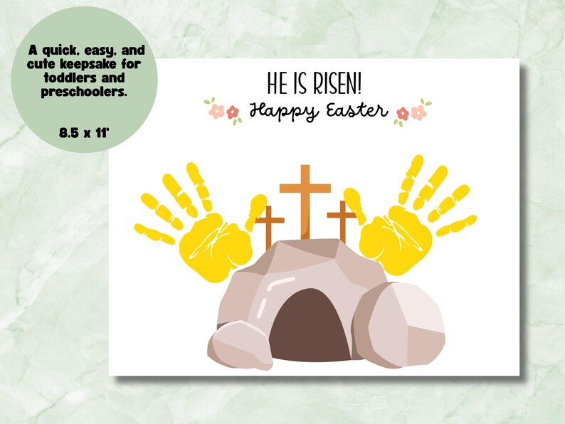Easter Handprint Craft, Christian Preschool Handprint Craft, He is ...