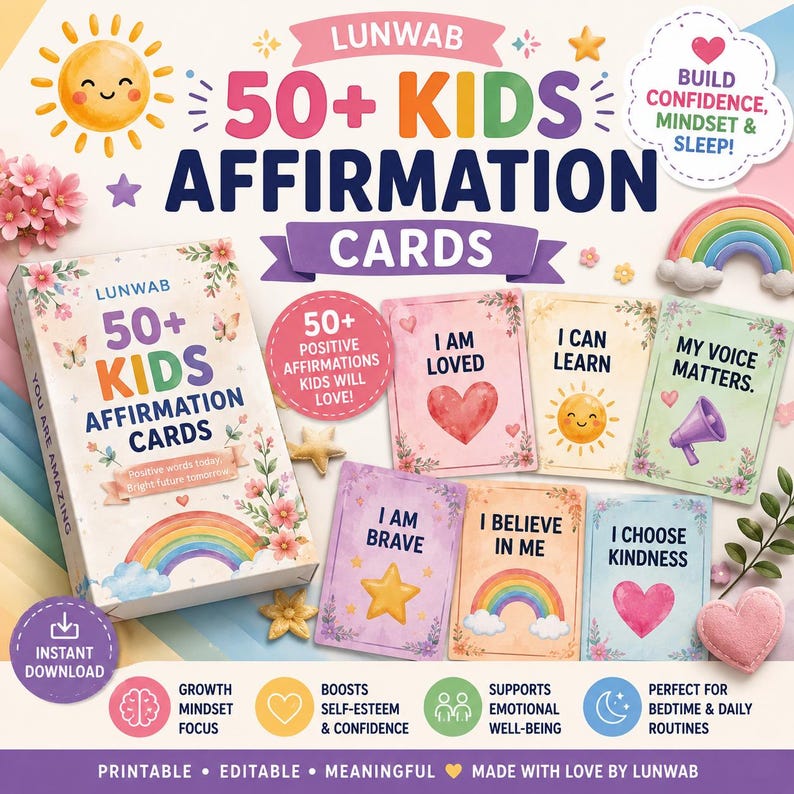 Kids Affirmation Cards | Positive Mindset, Confidence, SEL Learning ...
