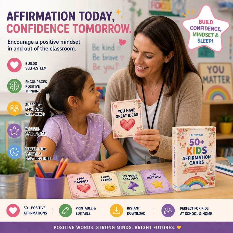 Kids Affirmation Cards | Positive Mindset, Confidence, SEL Learning ...
