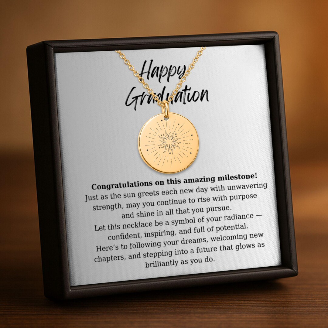 Stellar Sun Graduation Necklace, Custom Engraved 2026 Grad Necklace ...