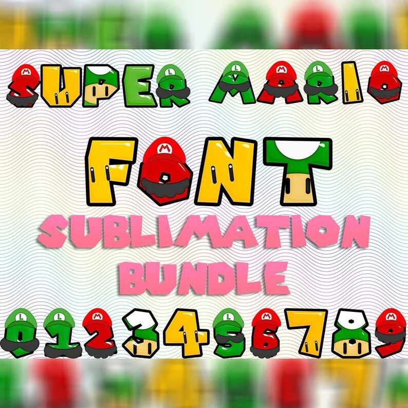 Super Mario Font PNG | Alphabet Numbers Sublimation Bundle | Digital ...