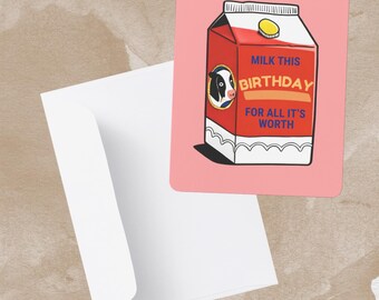 Funny Milk Carton Birthday Card: Foodie Friend - Etsy