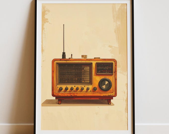 Vintage Radio Art, Retro Radio Poster, Nostalgic Radio Wall Decor, 70s ...