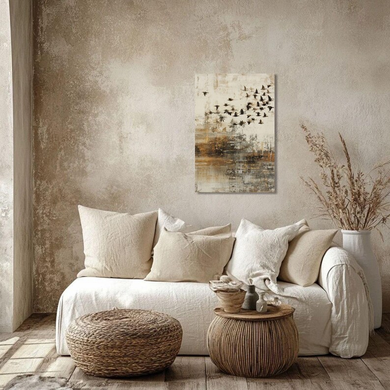 Wabi Sabi Bird Flock Print, Zen Abstract Landscape (PDF) - Etsy