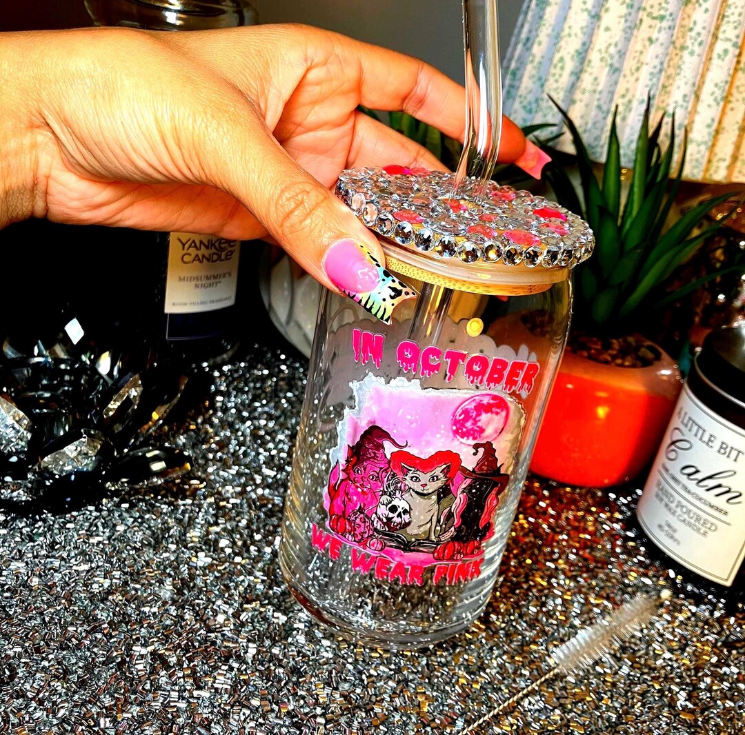 Hydration Glass Cups With Bling’d Lid - Etsy