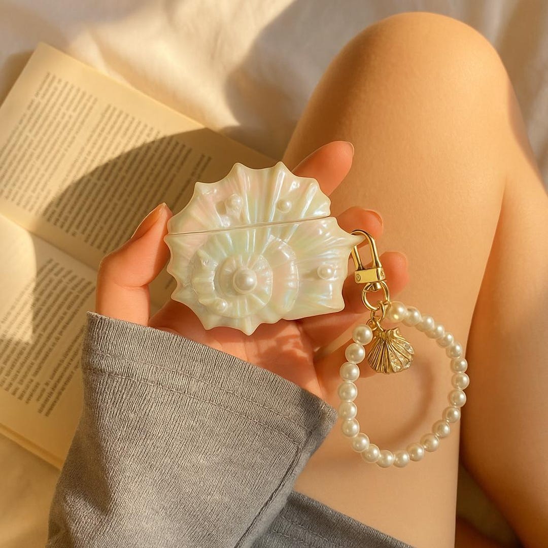 Seashell Conch Airpods Case: Pearl White Silicone Cover - Etsy