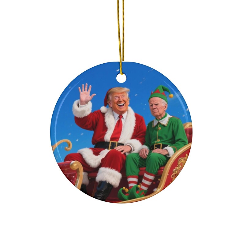 Christmas Ceramic Ornament, President Santa Trump and Joe Biden Elf ...