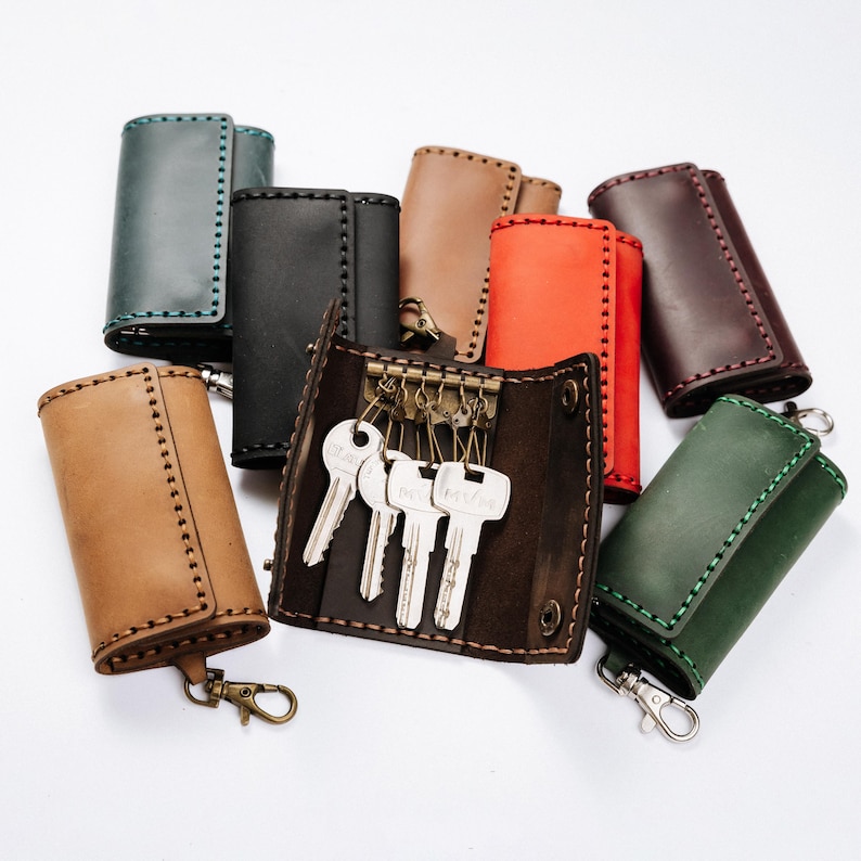 Leather Key Holder: Personalized Wallet Keychain - Etsy