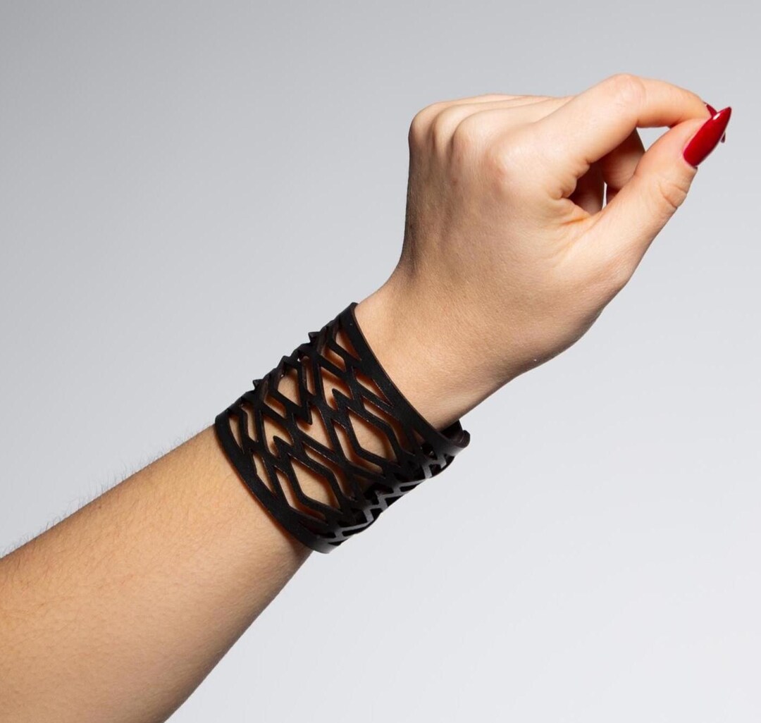 Leather Cuff Bracelet: Engraved Pattern, Handmade Jewelry - Etsy
