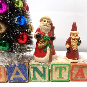 Handmade Vintage Alphabet Toy Block "santa" With Battle Brush Christmas ...