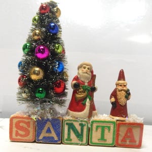 Handmade Vintage Alphabet Toy Block "santa" With Battle Brush Christmas ...