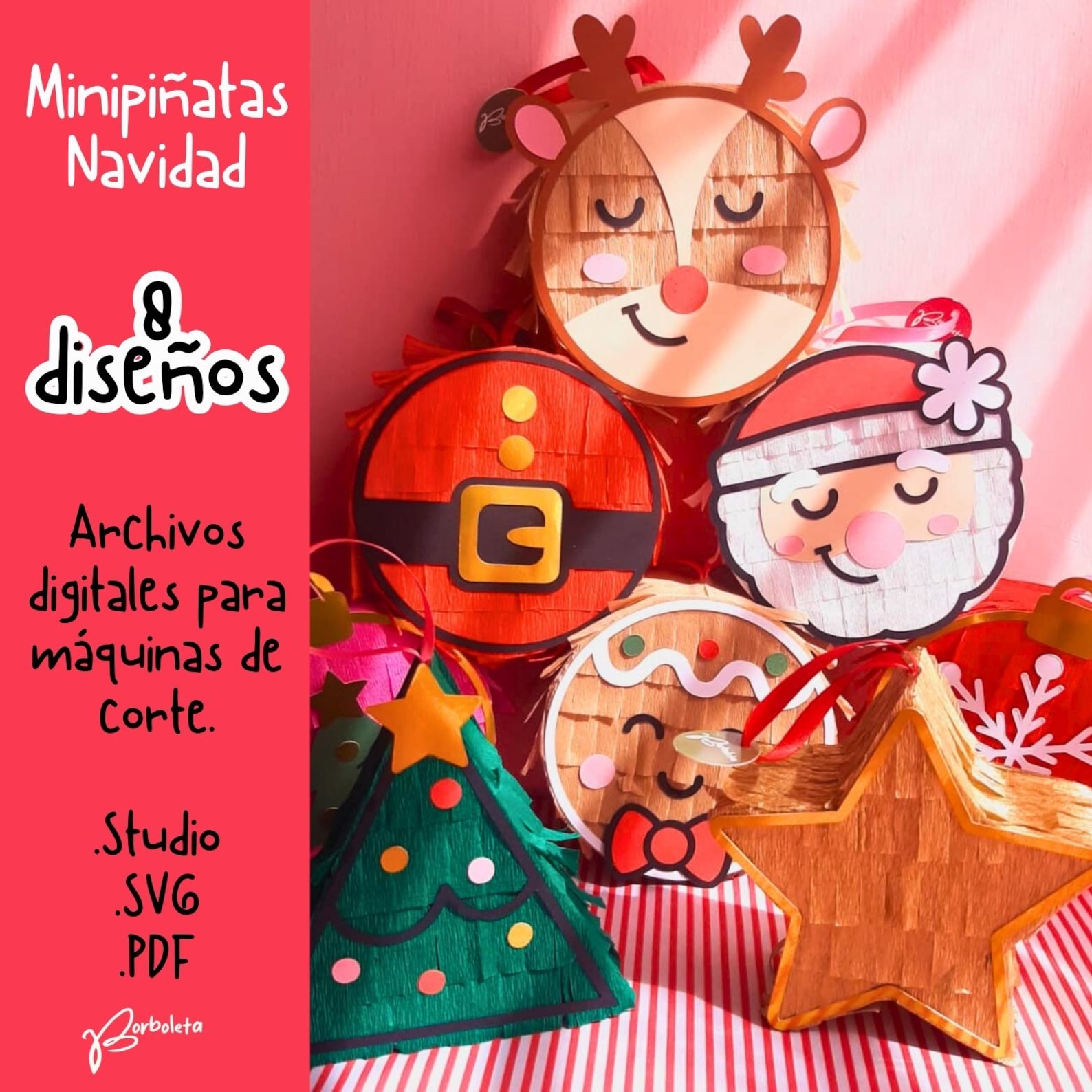 Mini Christmas Piñatas - 8 Designs - Digital File for Cutting Machine ...