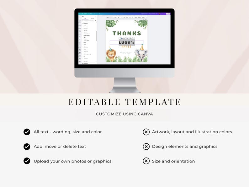 Editable Jungle Party Thank You Tag - Wild Safari Theme, Instant ...