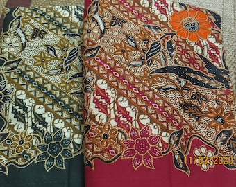 Red batik fabric | Etsy