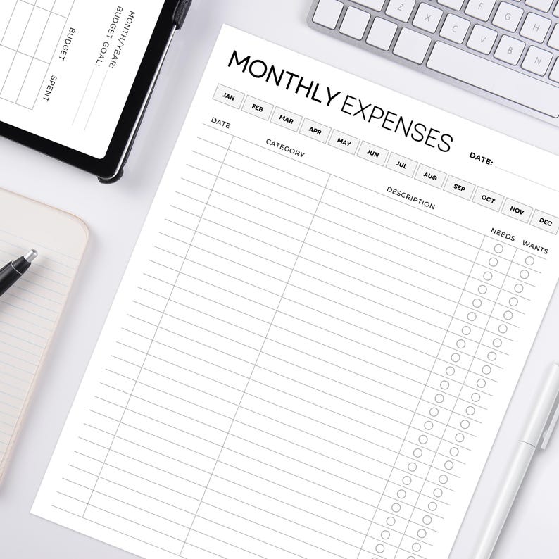 Monthly Expense Tracker Printable: Spending Summary PDF, Minimalist Finance Tracker, A4/a5 ...