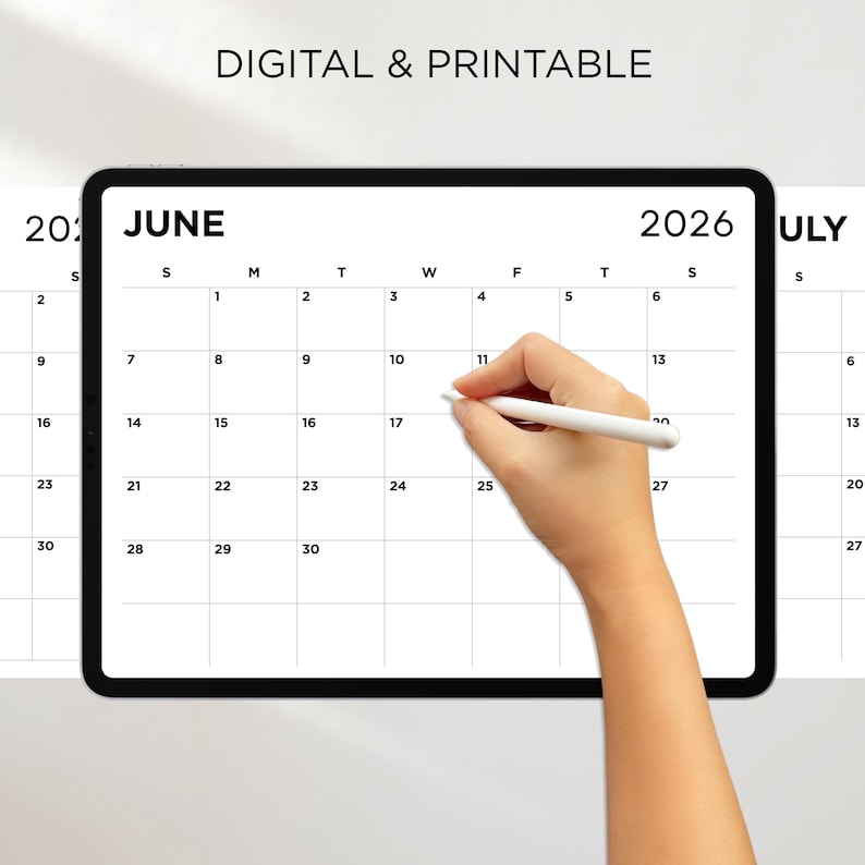 2026 Monthly Calendar Printable - Minimalist Wall Planner With Big ...