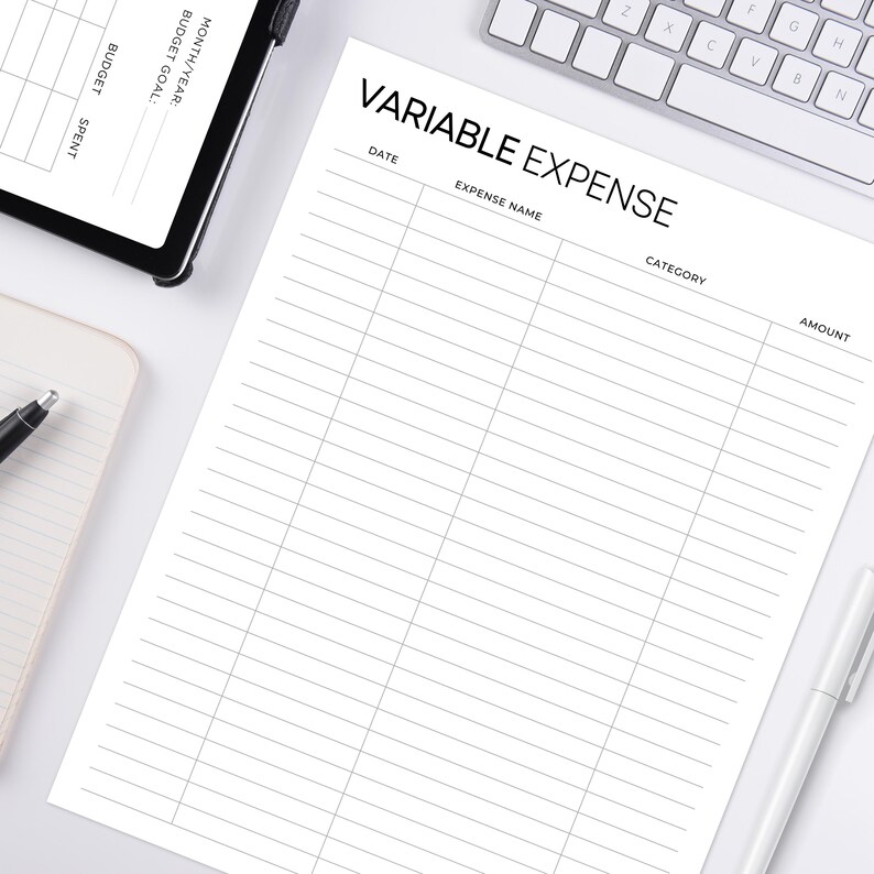 Variable Expense Tracker: Track Variable Spending Log, Minimalist ...