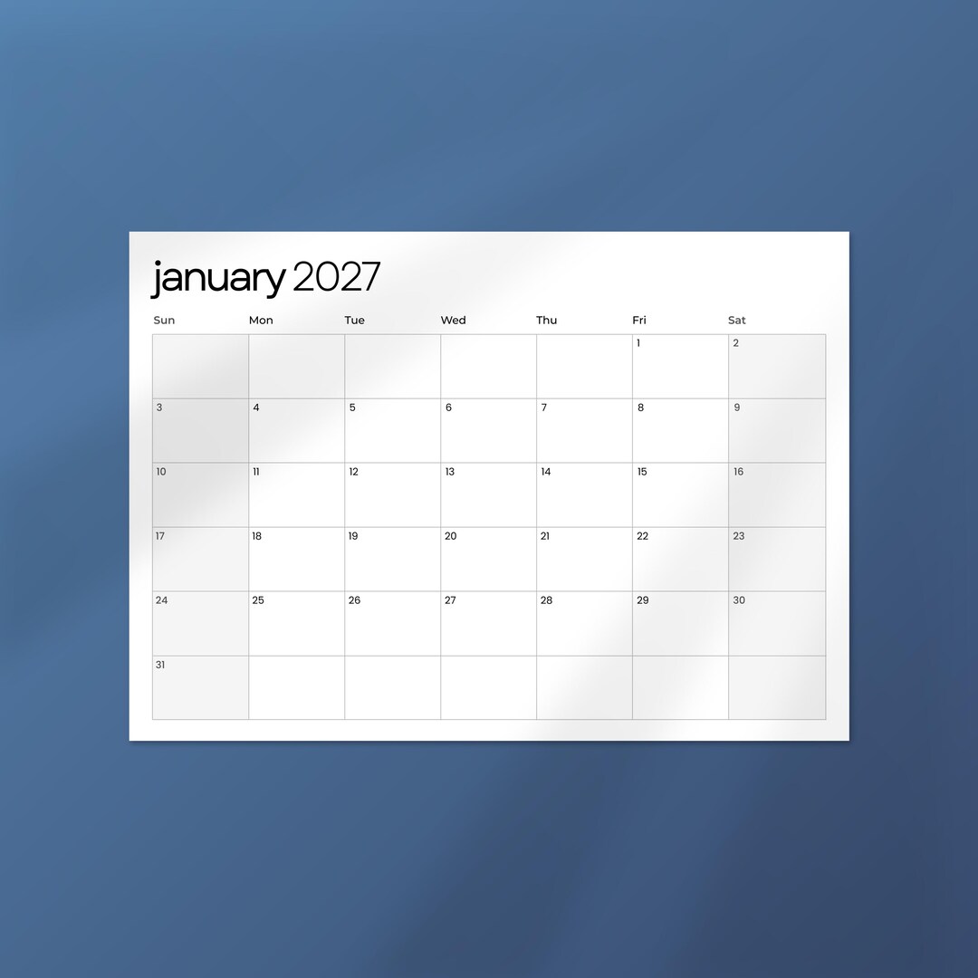 Printable 2027 Calendar | Simple Minimal Planner | Sunday or Monday ...
