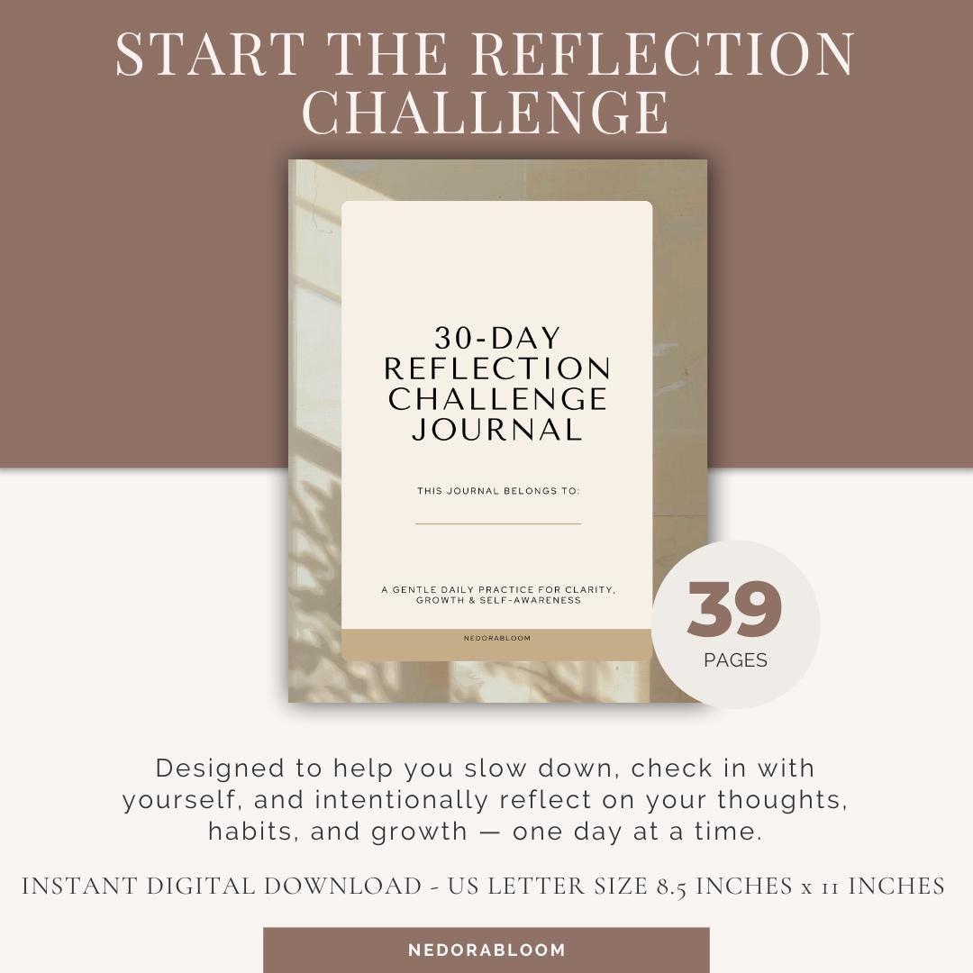 30 Day Reflection Challenge Journal | Guided Self-reflection Workbook ...
