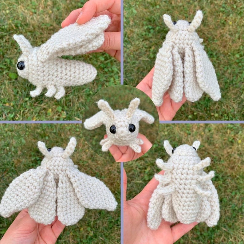 No-sew Moth Crochet Pattern; Plain, Rosy Maple, and Luna. Digital Pdfs ...