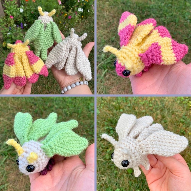 No-sew Moth Crochet Pattern; Plain, Rosy Maple, and Luna. Digital Pdfs ...