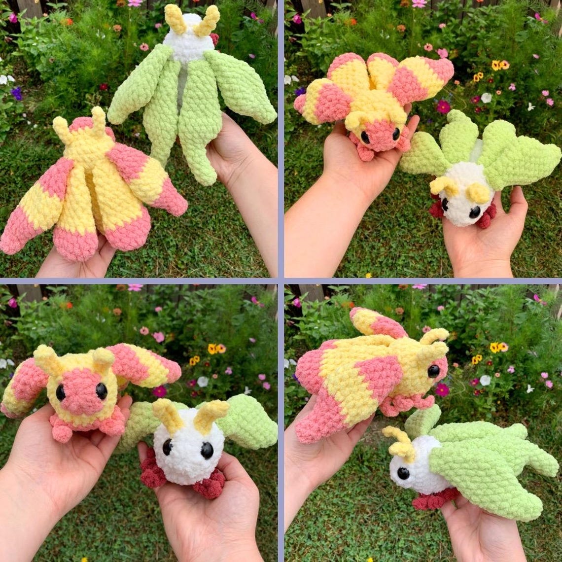 No-sew Moth Crochet Pattern; Plain, Rosy Maple, and Luna. Digital Pdfs ...