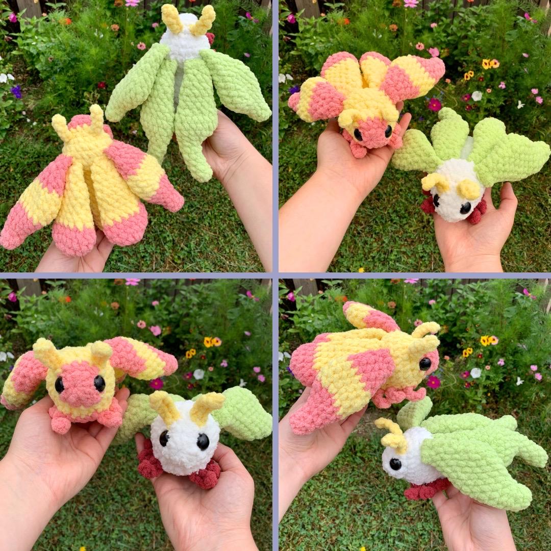 No-sew Moth Crochet Pattern; Plain, Rosy Maple, and Luna. Digital Pdfs ...