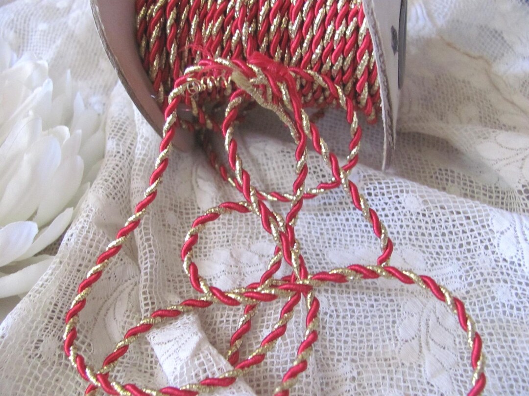 2mm Red and Gold Metallic Twisted Gimp Cord Chinese Rope String Yarn ...