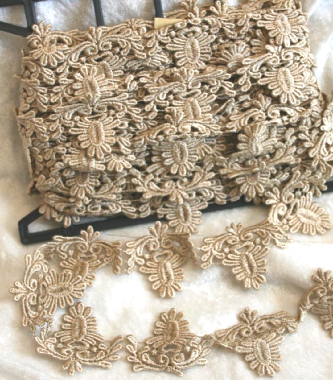 TWO YARDS Tan Floral Lace Trim for Sewing Trim Craft Decor DIY Unique ...