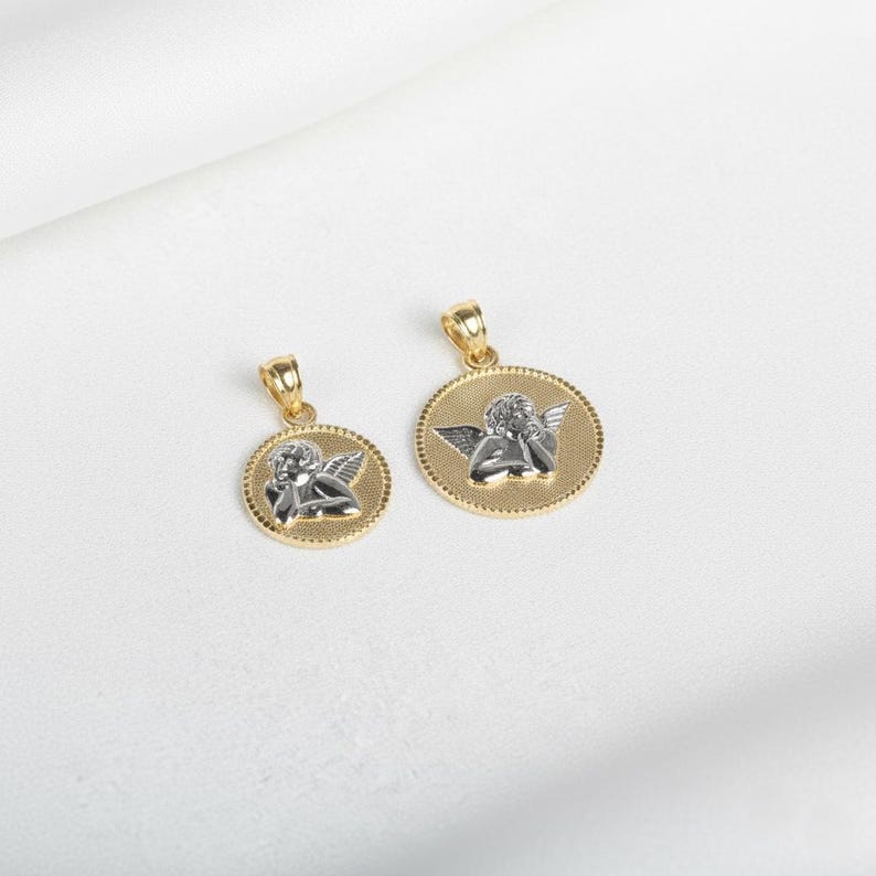 Angel Pendant, Guardian Angel Solid Gold Necklace, Thoughtful Cherub ...