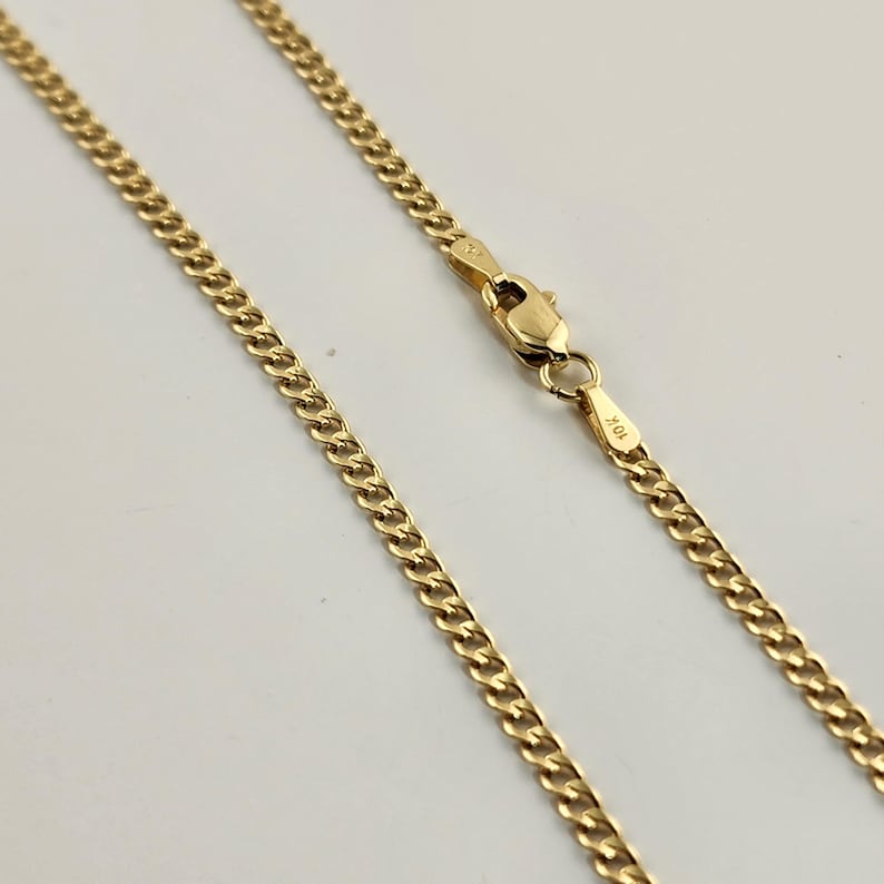 10K Gold Cuban Curb Chain Necklace, Real Gold Curb Chain, Unisex Cuban ...